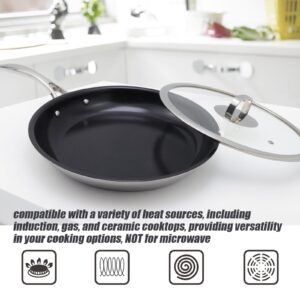 LC LICTOP 12 IN Non Stick Frying Pan with 12 IN Tempered Glass Lid Water Based Diamond Infused Black Ceramic Coating Layer Non Sticky PFOA Free Stainless Steel Cookware Dishwasher and Oven Safe