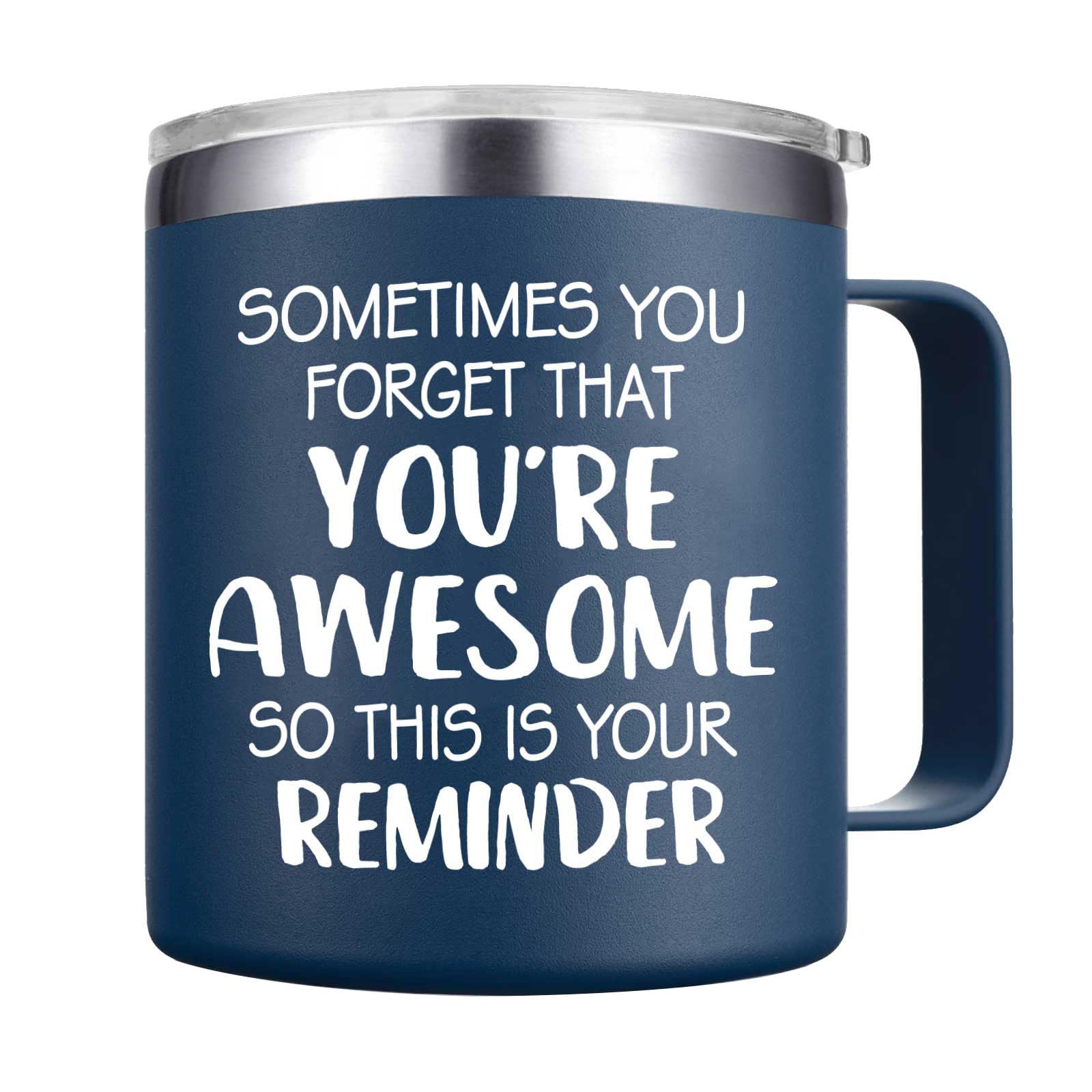 Abledn Christmas Gifts for Men - Sometimes You Forget You're Awesome Inspirational Coffee Mug, Cool Birthday Gifts for Men, Him, Husband, Dad, Brother, Guy, Boyfriend - 14Oz Navy Blue