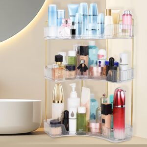 mondelys large 3tier corner bathroom counter organizer,countertop perfume storage,dresser countertop shelf organizer,makeup cosmetic shelf for bathroom dresser corner storage,countertop organizer