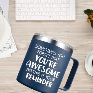 Abledn Christmas Gifts for Men - Sometimes You Forget You're Awesome Inspirational Coffee Mug, Cool Birthday Gifts for Men, Him, Husband, Dad, Brother, Guy, Boyfriend - 14Oz Navy Blue