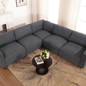 Txtin's 5 Seater L Shaped Couches for Living Room, 103" V Shaped Sectional Corner Couch, Modular Sectional Sofa for Living Room Set, Grey