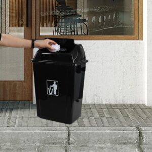 Yuright 4 Packs 13 Gallon Plastic Trash Can with Swing Lid, Kitchen Swing Top Garbage Can, Black