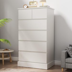 alaxgumrol 6 drawer dresser for bedroom - white tall dresser & chest of drawers, moden closet dressers with concealed handle, dresser storage cabinet for livingroom, hallway, entryway