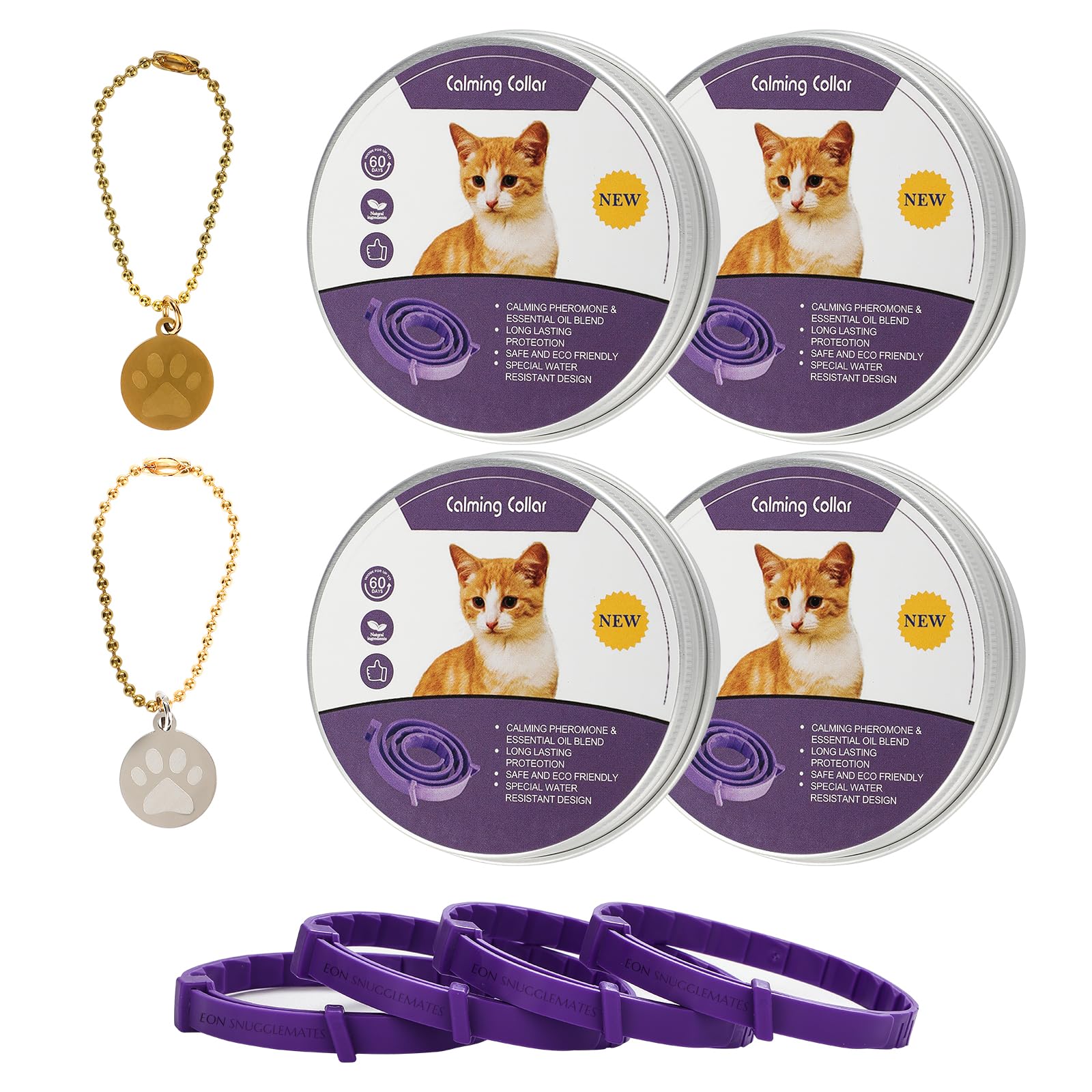 EON SNUGGLEMATES Calming Collar for Cats, Long-Lasting Pheromone Collar Helps Calm Cats for 30 Days, Reduces Stress, Helps Calm Cats from Anxiety, Loud Noises, and Separation, 1 Count (Purple)