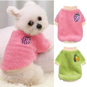 2 pieces puppy sweater dog sweater for small girl dogs girl dog clothes winter warm fleece chihuahua clothes cute style dog clothes thick pet clothing (x-small)