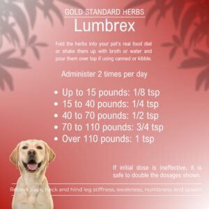 Lumbrex Joint Pain and Stiffness Relief Supplement for Dogs by Gold Standard Herbs, All Natural Angelica Root and Loranthus, 250 gram Powder