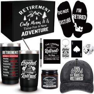 sixvala 10 pcs retirement gifts for men 2024, this legend has retired, happy retirement gifts for dad, grandpa, coworker, teachers, boss, friends, retirees, 20 oz tumbler best retirement gifts basket