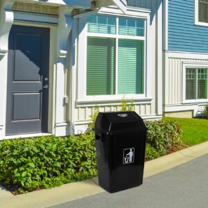 Yuright 4 Packs 13 Gallon Plastic Trash Can with Swing Lid, Kitchen Swing Top Garbage Can, Black