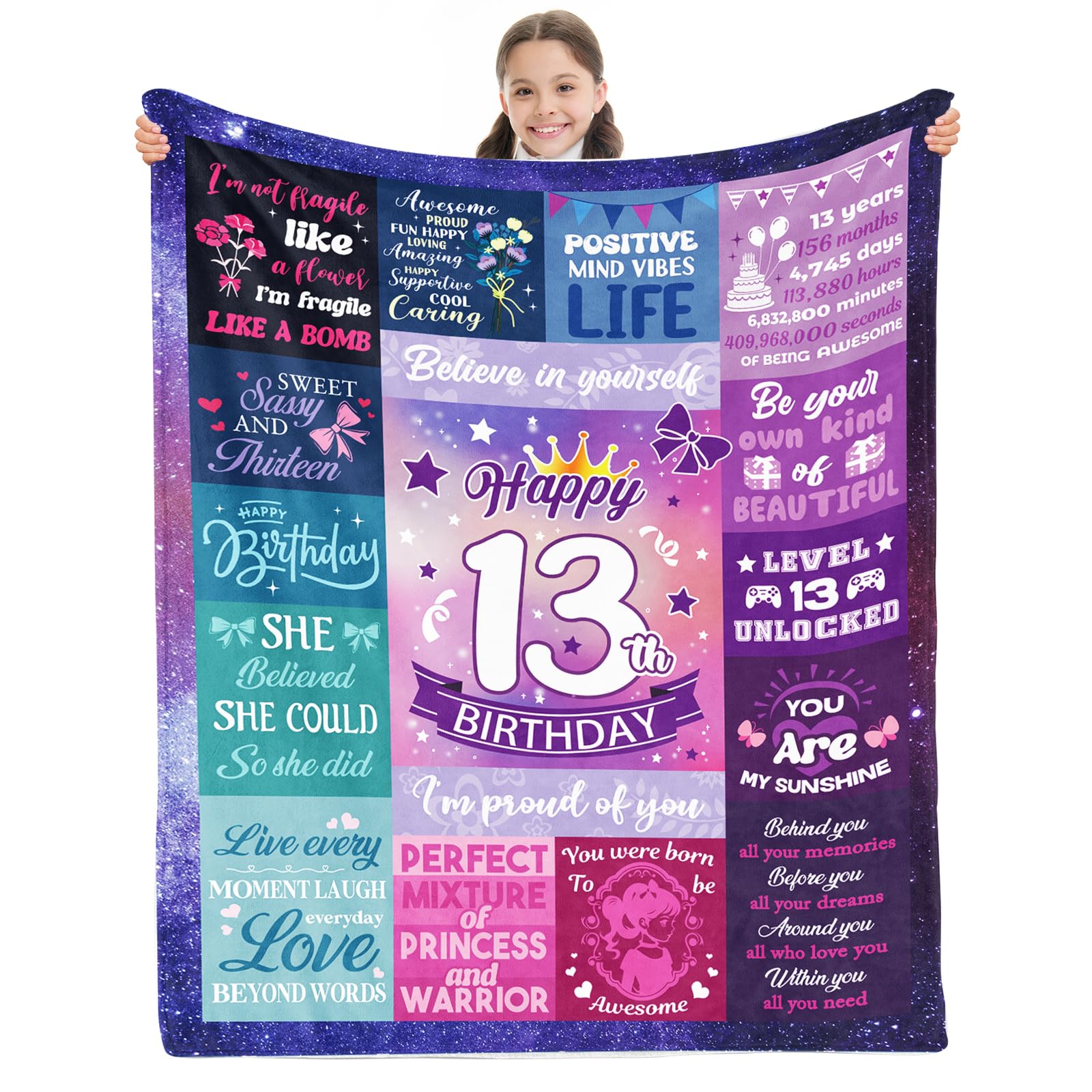 13 Year Old Girl Gifts, for 13 Year Old Girl, 13th Birthday Gifts for Girls, 13th Birthday Decorations for Girls, 13 Year Old Girl Birthday Gift Ideas, 13 Year Old Girl Blanket 40"X50"