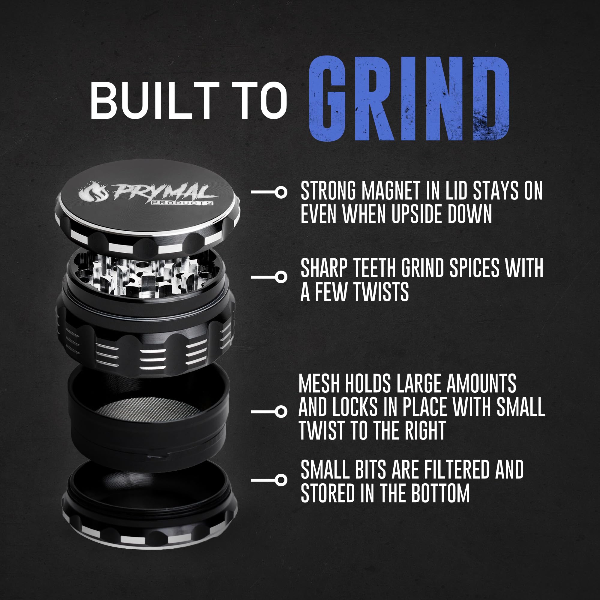 Kitchen Spice Grinder Aluminum 2.5 Inch (Black)