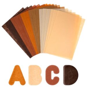 felt sheets for crafts, 18pcs 11.81 x 7.87inch wool stiff felt sheets soft fabric skin felt diy patchwork rug arts and crafts fabric pieces (brown)