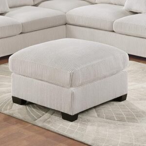 FANYE L-Shaped Sectional Sofa Couch Comfy Corduroy Upholstered Symmetrical Sofa&Couch Include Loveseats*2,Corner Wedge and Movable Ottoman for Living Room,Ivory White