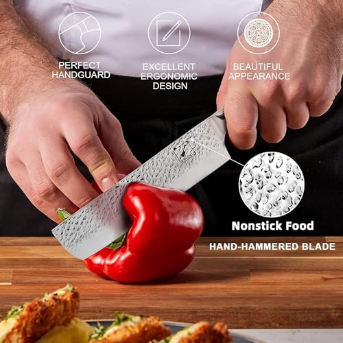 imarku Nakiri Knife, Vegetable Meat Cleaver Knife, Razor Sharp Chef Knife,7-inch SUS440A Ultimate Japanese Stainless Steel Kitchen Knife with Ergonomic Handle Gifts for Christmas