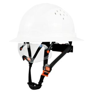 industrial safety helmet full brim hard hat with visor for engineer construction work cap men ansi approved hdpe safety helmet with 6 point adjustable(white hat cv)