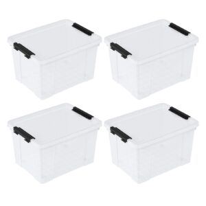 Leendines 4 Pack Plastic Lidded Storage Boxes, 34 Quart Clear Plastic Bins with Wheels