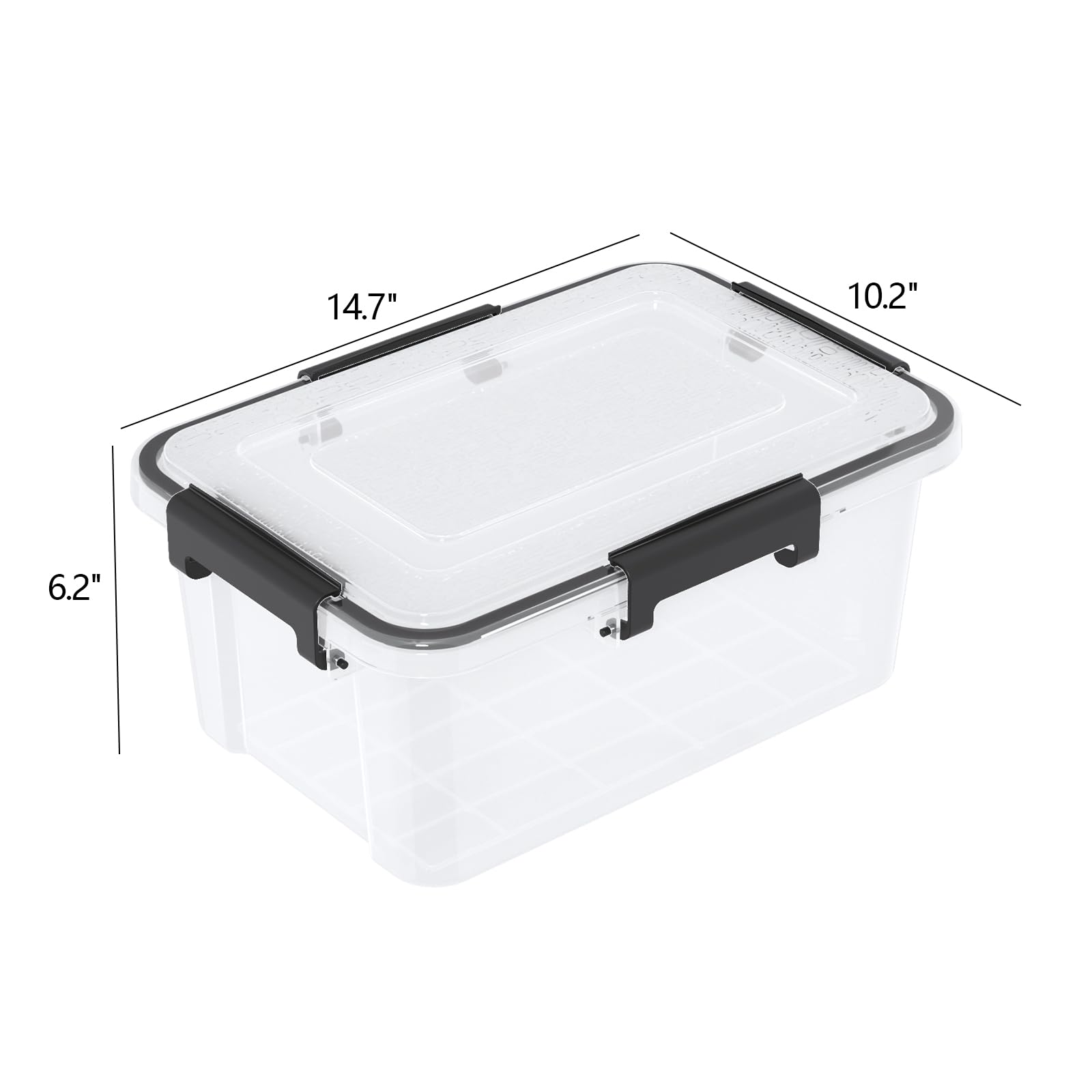 Leendines 10 L Clear Airtight Storage Box, 6 Pack Plastic Latching Storage Box