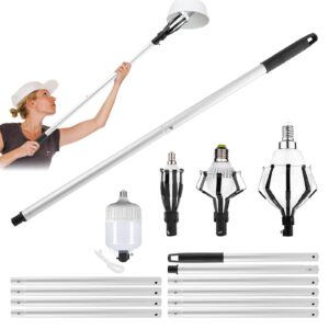 trasylph 13ft light bulb pole changer for high ceilings, light bulb extension pole changer with basket and suction cup, light bulb removal tool for household hanging lights