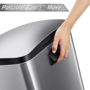 GarveeHome 50L/13Gal Heavy Duty Hands-Free Stainless Steel Kitchen Trash Can, Commercial Rectangular Kitchen Waste Bin, with Soft Close Lid & Inner Liner, Fingerprint-Resistant