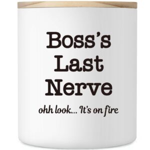 christmas appreciation gifts for boss, 10oz funny boss candle,thank you boss gift from employee, supervisor manager mentor gifts, boss birthday gift ideas for women, boss's last nerve scented candle