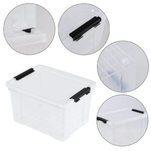 Leendines 4 Pack Plastic Lidded Storage Boxes, 34 Quart Clear Plastic Bins with Wheels