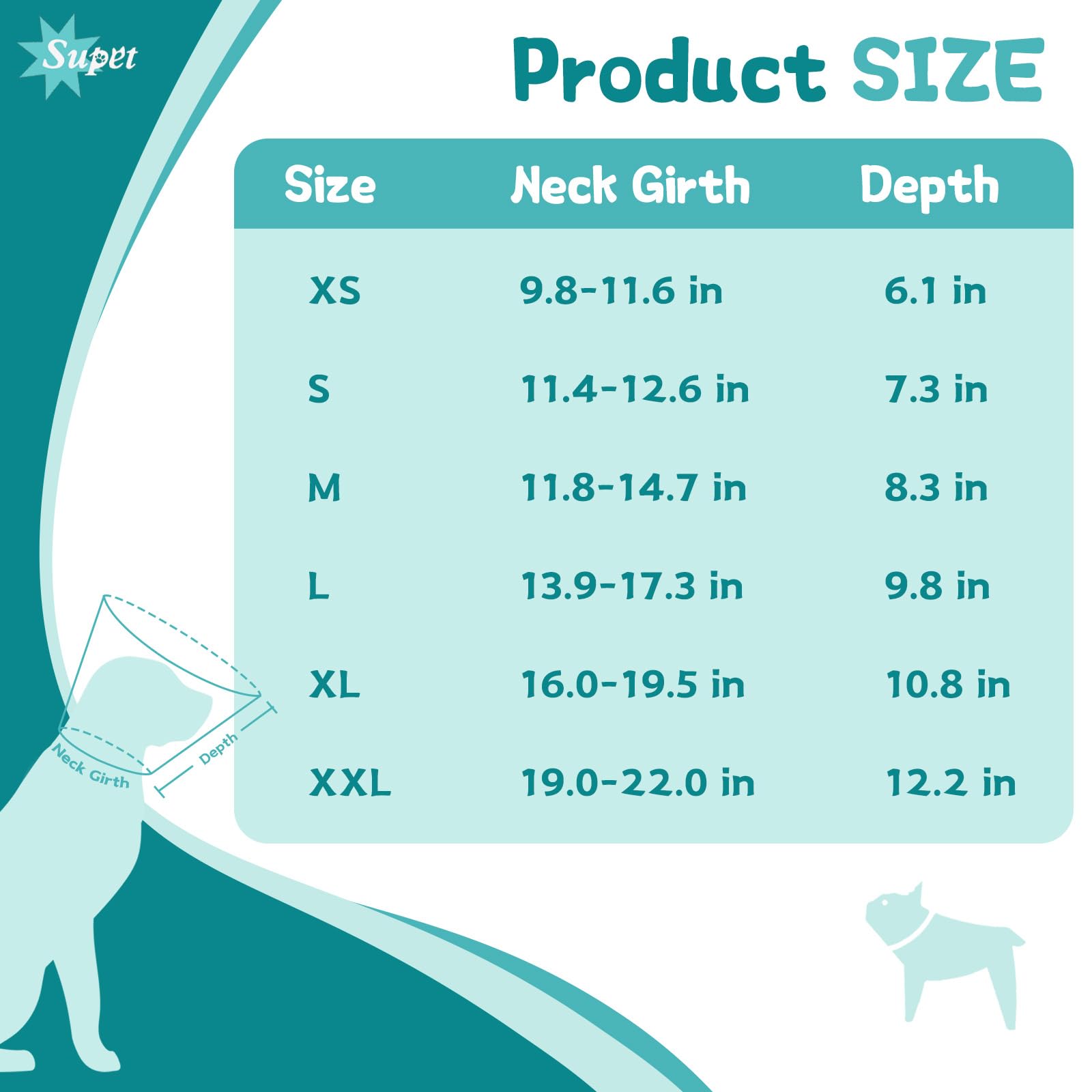 Supet Soft Dog Cone Collar for Large Medium Dogs, E Collar for Dogs After Surgery to Stop Licking, Comfortable Elizabethan Collar, Cone of Shame Alternative, Adjustable Pet Recovery Collar (L)