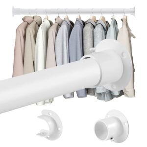 closet rods for hanging clothes, 1.3 inch diameter heavy duty closet rod 17-87 inches adjustable clothes hanging rod white closet poles for wardrobes, bathroom, windows