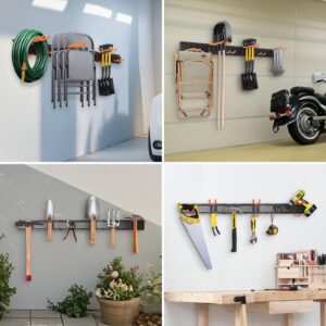 ELECROW Garage Storage Organizer Wall Mount Tool, Heavy Duty Garage Garden Tool Rack with 6 Adjustable Hooks, for Garden and Yard Storage Tools