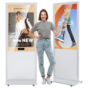 55 inch 4k touchscreen digital signage,indoor floor standing digital kiosks & interactive displays,commercial advertising lcd totem android system auto media player hdmi input,free custom logo,white