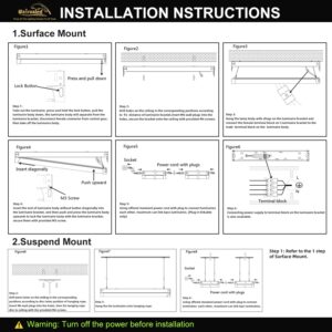 4FT LED Linear Strip Stairwell Light Fixture, 80W, 8800lm, 3000K/4000K/5000K, IP20, SCR Dimmable 4 Foot Commercial Grade Indoor LED Shop Ceiling Light Fixture for Workbench Workshop Warehouse, FCC