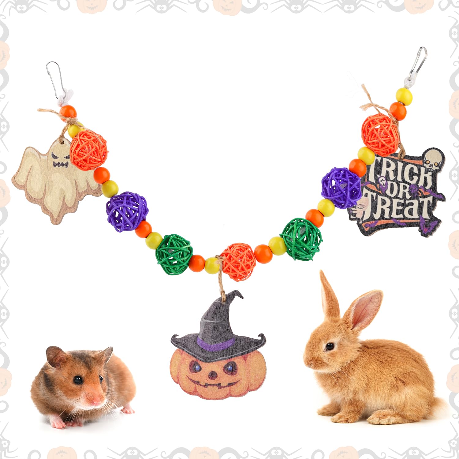 Abizoo Guinea Pig Toys Halloween, Chinchilla Toys Rabbit Toys Teeth Care Improve Pets Dental Health for Chinchillas Hamsters Rat Small Animals Playing Teeth Grinding Indoor Outdoor