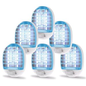 bug zapper indoor, electronic fly trap insect killer, mosquitoes killer mosquito zapper with blue lights for living room, home, kitchen, bedroom, baby room, office(6 packs)