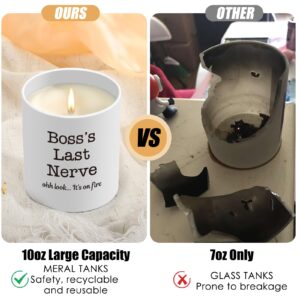 Christmas Appreciation Gifts for Boss, 10oz Funny Boss Candle,Thank You Boss Gift from Employee, Supervisor Manager Mentor Gifts, Boss Birthday Gift Ideas for Women, Boss's Last Nerve Scented Candle