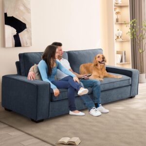 emonia 2 person love seat couches, chenille pet-friendly small sofa for small spaces dorm/bedroom/apartment/office (blue, 71.25'')