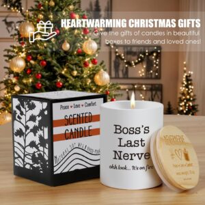 Christmas Appreciation Gifts for Boss, 10oz Funny Boss Candle,Thank You Boss Gift from Employee, Supervisor Manager Mentor Gifts, Boss Birthday Gift Ideas for Women, Boss's Last Nerve Scented Candle