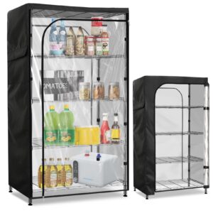 sobana waterproof storage shelf cover,36 x 18 x 72 inch wire shelving rack cover with clear front panel,dustproof shelving unit cover (cover only,black)