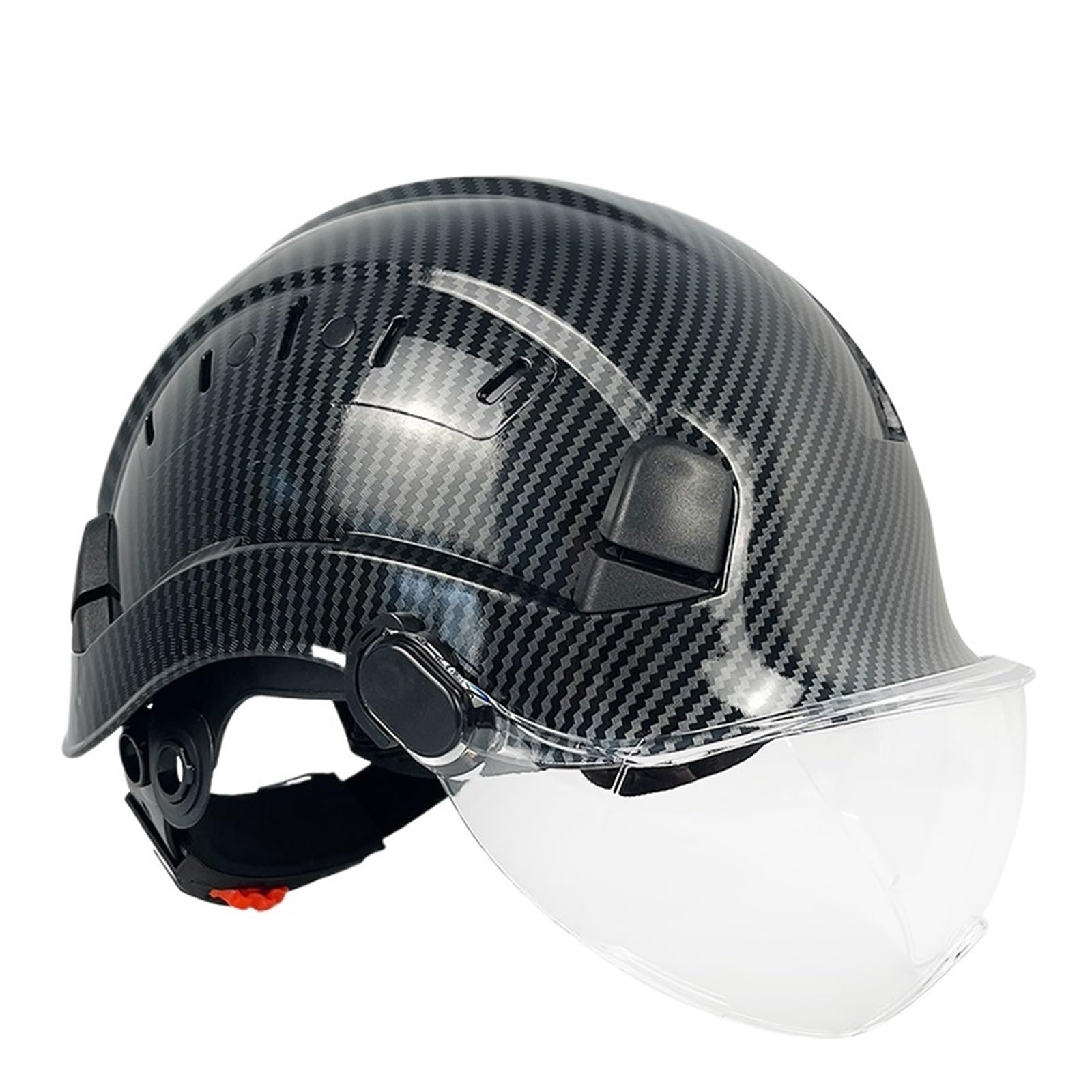 Industrial Safety Helmet C+E Safety Helmet with Visor Carbon Fiber Pattern Industrial Work Construction Hard Hats Visor ABS Caps for Engineer(BR BK Hat CV)