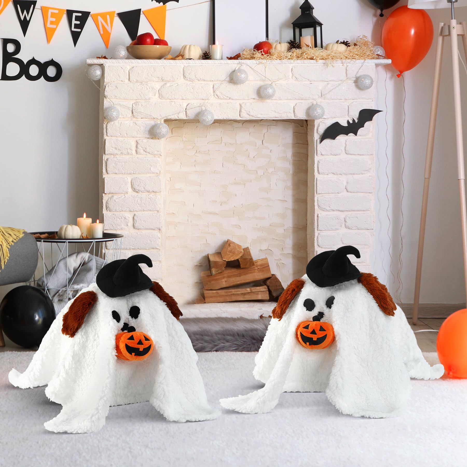 DONGYING Halloween Plush Toys,Ghost with Pumpkin Pillow,Dog Ghost Holding Pumpkin Plush,Halloween Stuffed Animal Plush Pillow,Halloween Party Favors,Halloween Treat Bag Stuffers Gifts Kids Boys Girls