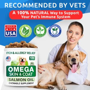 BARK&SPARK Omega 3 + Allergy Relief for Dogs Bundle - Anti-Itch Skin + Skin Allergy - Omega 3 Fish Oil + EPA & DHA Fatty Acids - Itching&Paw Licking + Itch Relief - 360 Chews - Made in USA