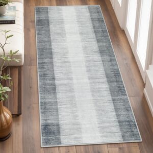 lahome modern ombre 2x4 throw rugs, washable small hallway rug non slip bathroom mat ultra-thin grey rug, abstract print door mat for entryway kitchen laundry room entrance (gray, 2x4)