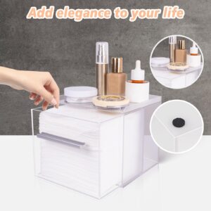 Disposable Face Towel Holder with Drawer,Wall-Mounted Makeup Remover Dry Wipe Organizer,Luxe Box for Face Towels,Acrylic Storage Box for Clean Skin Club XL(Frosted, With Protective Film Inside)