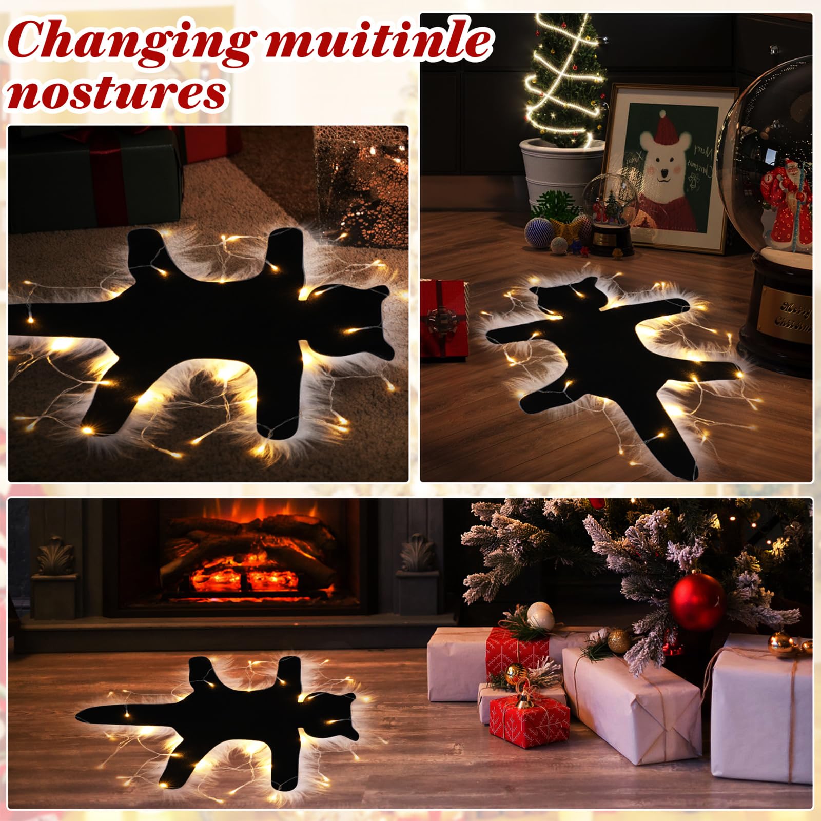 WYEDJHF Light Up Fried Cat Rug, Funny Aunt Bethany’s Fried Pussycat Rug for National Lampoon’s Humour Christmas Vacation Decoration, for Family Friends (Warm Light)