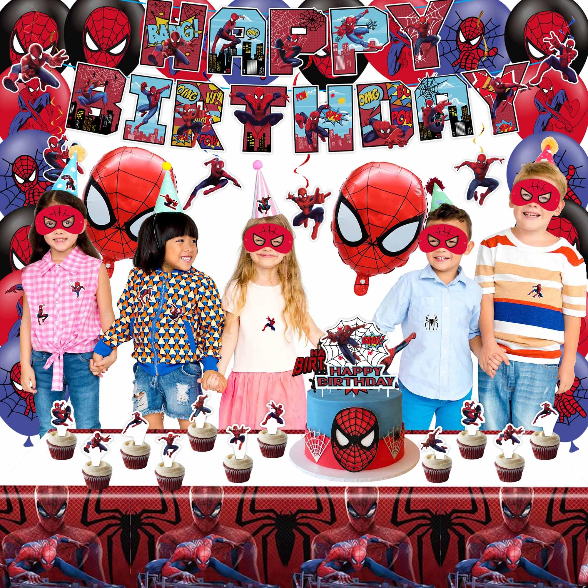 Spider Birthday Decorations, Spider Party Decorations Include Happy Birthday Banner Balloons Spider Masks Spider Stickers Tablecloth Supplies for Theme Birthday Party Decorations