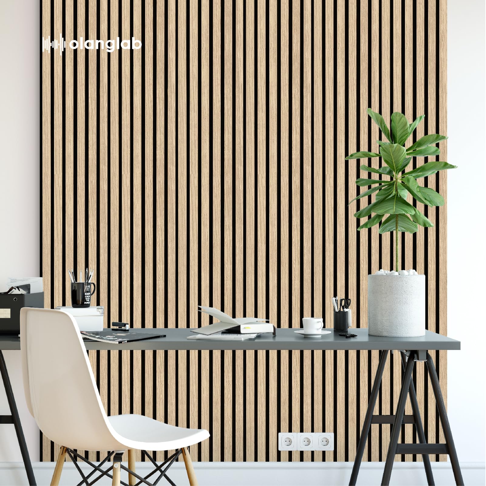 Olanglab Wood Panels for Wall, 4 Pack Wood Slats Wall Panel, 94.48"x 12.59"x 0.82" Each Acustic Wood Wall Panel, 3D Wall Panels for Interior Wall Decor, (Warm Oak)