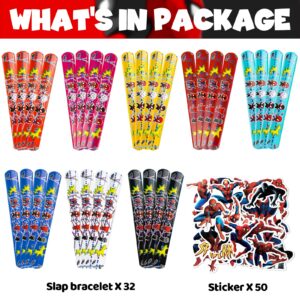 TLTSDWQ 82Pcs Birthday Party Favors,Slap Wristband Set,include 32Pcs Slap Wristband and 50Pcs Stickers,Best for Fill Up the Goodie Bags for Game Themed Birthday Party