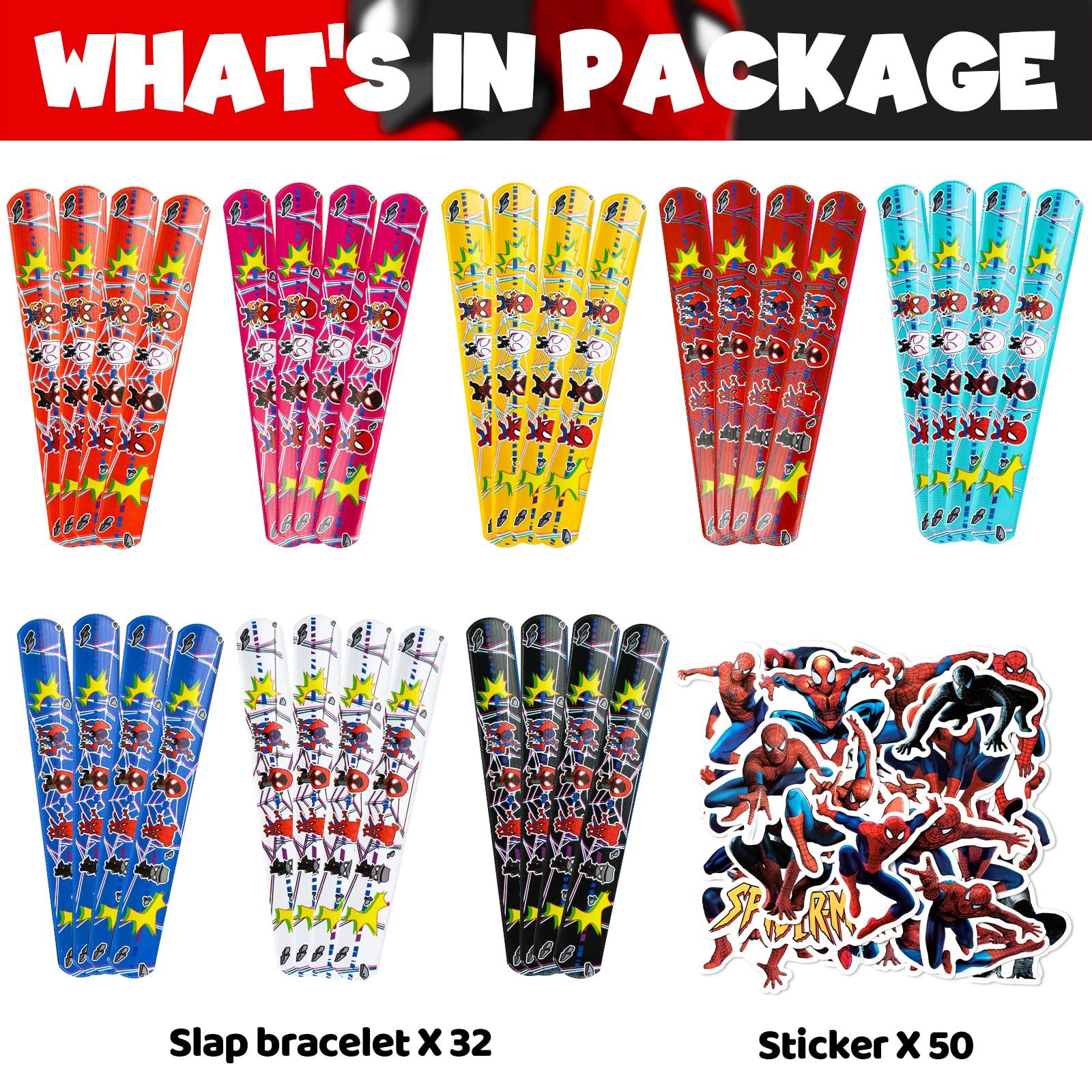 TLTSDWQ 82Pcs Birthday Party Favors,Slap Wristband Set,include 32Pcs Slap Wristband and 50Pcs Stickers,Best for Fill Up the Goodie Bags for Game Themed Birthday Party