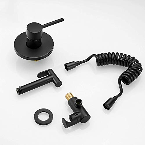 BINCAVIDOU Bidet Faucet Black Brass Single Cold Toilet Bidet Spray Set Wall Mount Portable Bathroom Bidet Faucet Personal Hygiene Pressure Sprayer Black