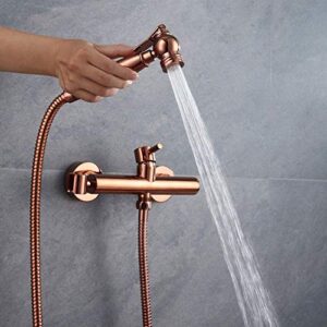 BINCAVIDOU Rose Gold Bidet Faucet Bidet Sprayer for Toilet Hot and Cold Water Manual Sprayer Bathroom Sprayer Kit