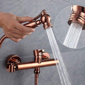 BINCAVIDOU Rose Gold Bidet Faucet Bidet Sprayer for Toilet Hot and Cold Water Manual Sprayer Bathroom Sprayer Kit