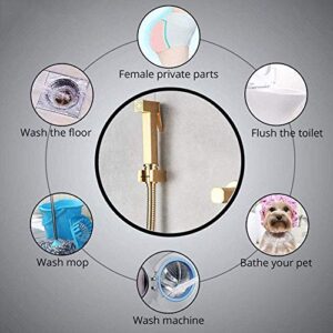 BINCAVIDOU Gold Solid Brass Hand Held Bidet Sprayer Toilet Kit Single Handle Bidet Faucet Wall Mounted Bidet Faucet for Bathroom Shower