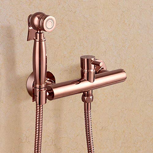 BINCAVIDOU Rose Gold Bidet Faucet Bidet Sprayer for Toilet Hot and Cold Water Manual Sprayer Bathroom Sprayer Kit